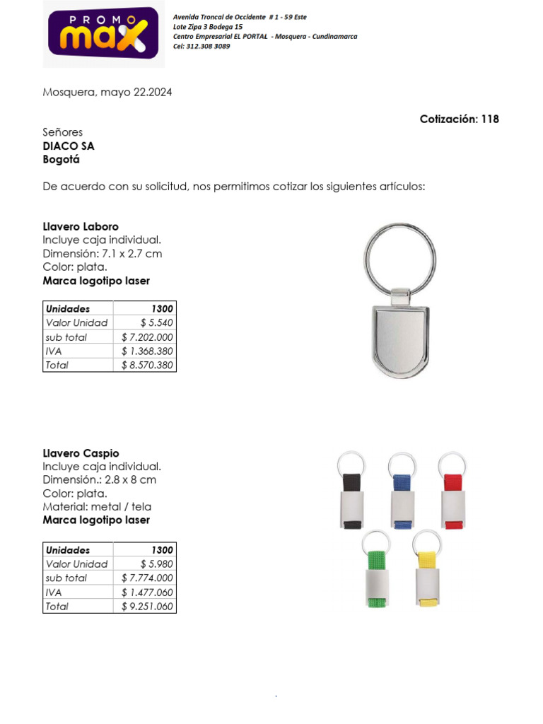 118 Diaco Sa Llaveros | PDF