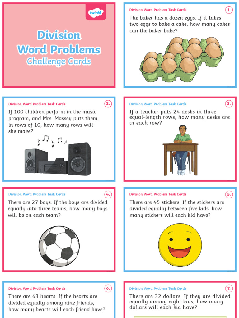 Division Word Problem Task Cards | PDF | Chess | Chess Theory