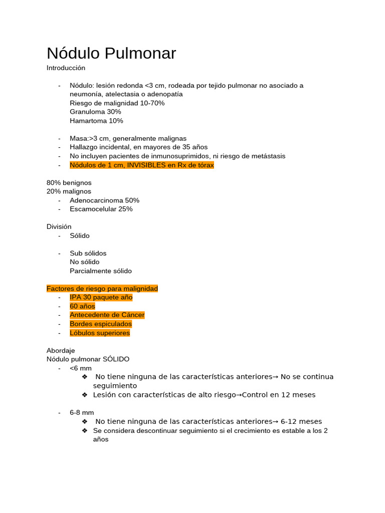 Nódulo Pulmonar | PDF