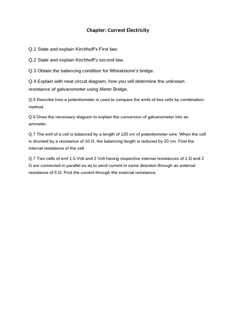 Chapter Current Electricity | PDF