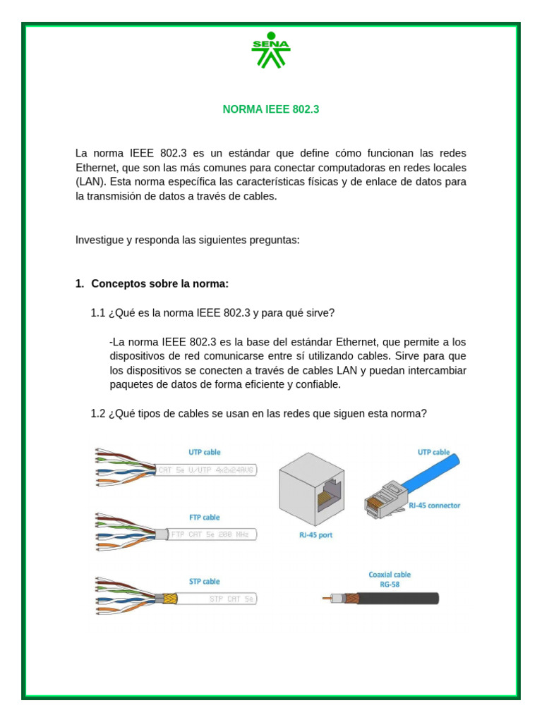 Norma IEEE 802.3: Estándar Ethernet Explicado | PDF | Ethernet | Red de ...