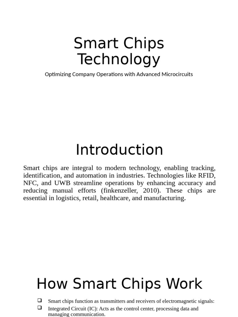 Smart Chips Technology | PDF | Radio Frequency Identification ...