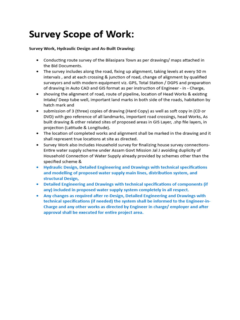 Survey Scope of Work | PDF