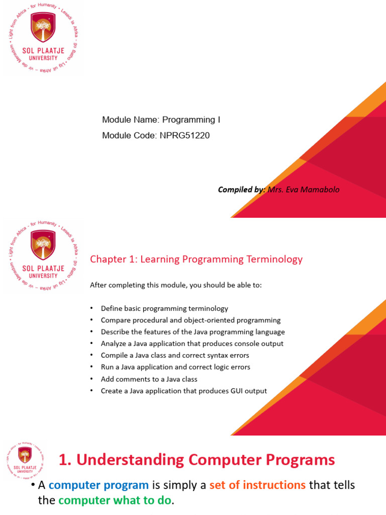 Programming I_Chapter 1 Slides | PDF | Programming | Computer Program