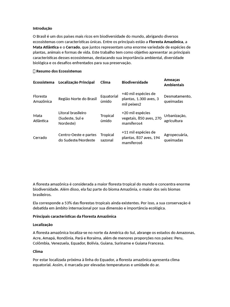 Importância da Floresta Amazônica | PDF | Floresta Amazônica | Várzea