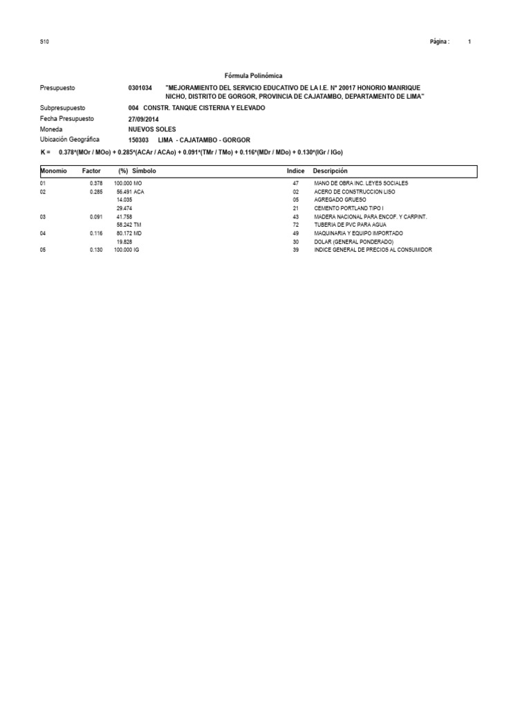 Pol. Tanque Cist. Elev. | PDF