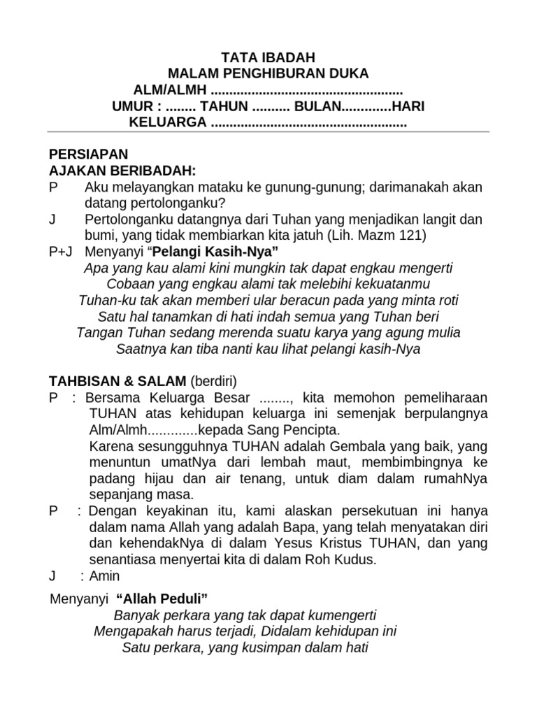 Tata Ibadah Penghiburan Duka | PDF