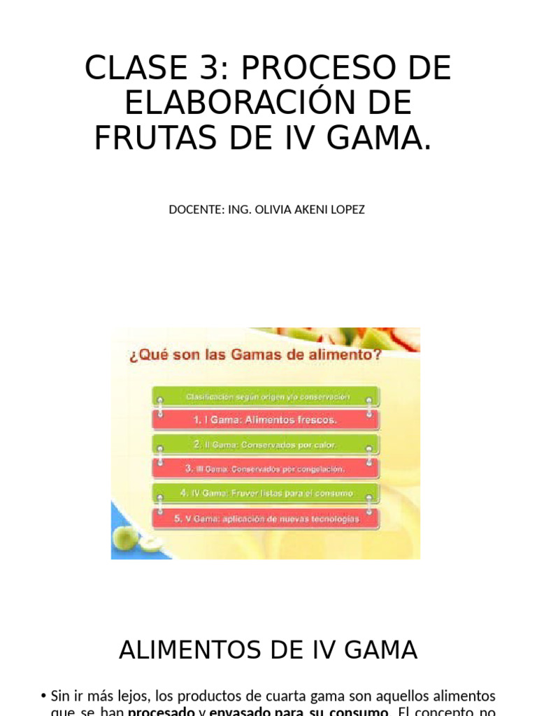 Clase 3 Frutas de IV Gama | PDF | Alimentos | Vegetales