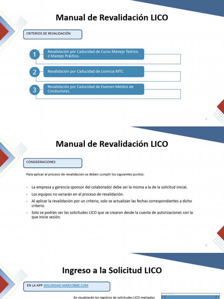 Manual Revalidacion LICO | PDF