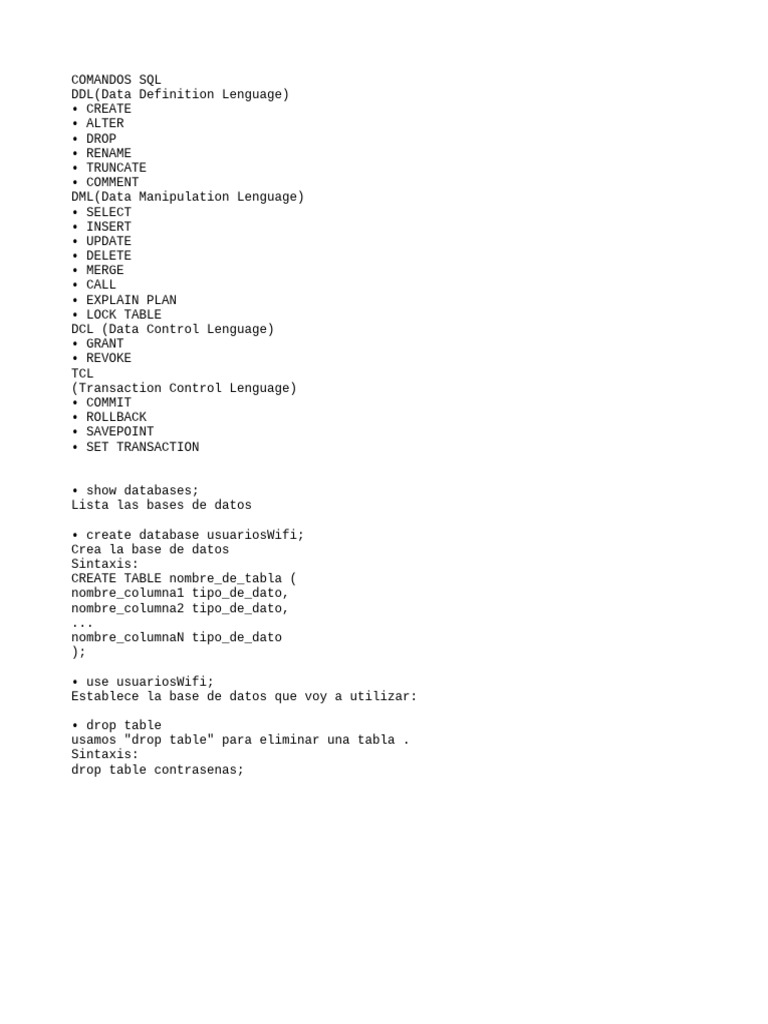 Comandos SQL | PDF