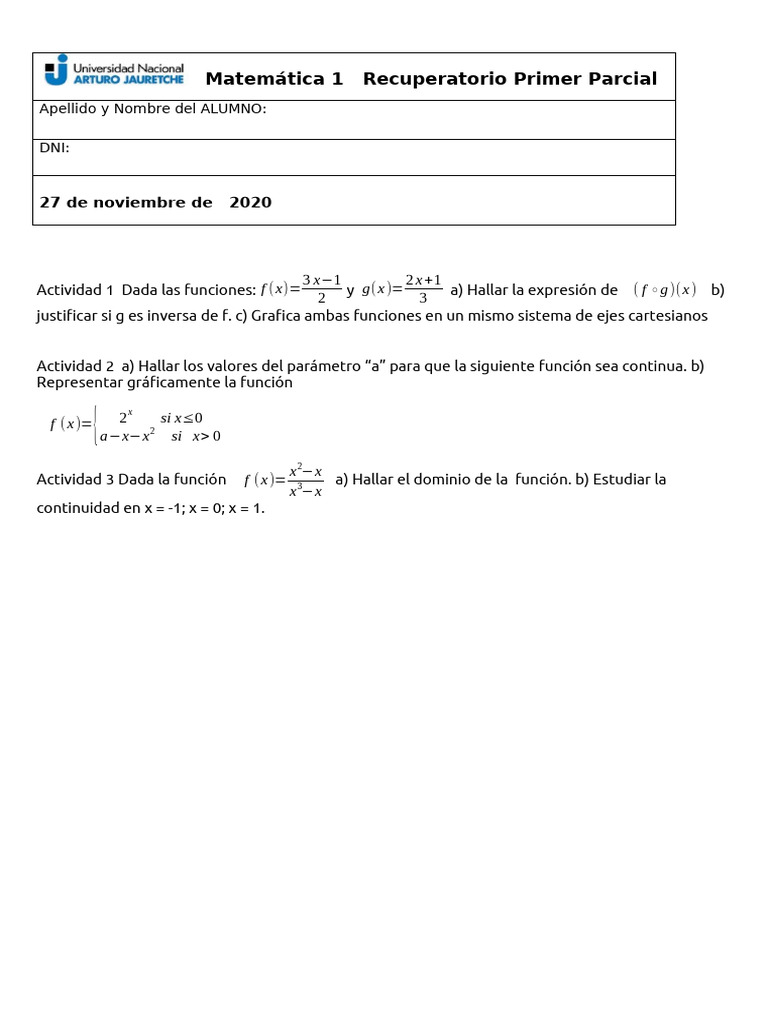 Modelo de Primer Parcial | PDF