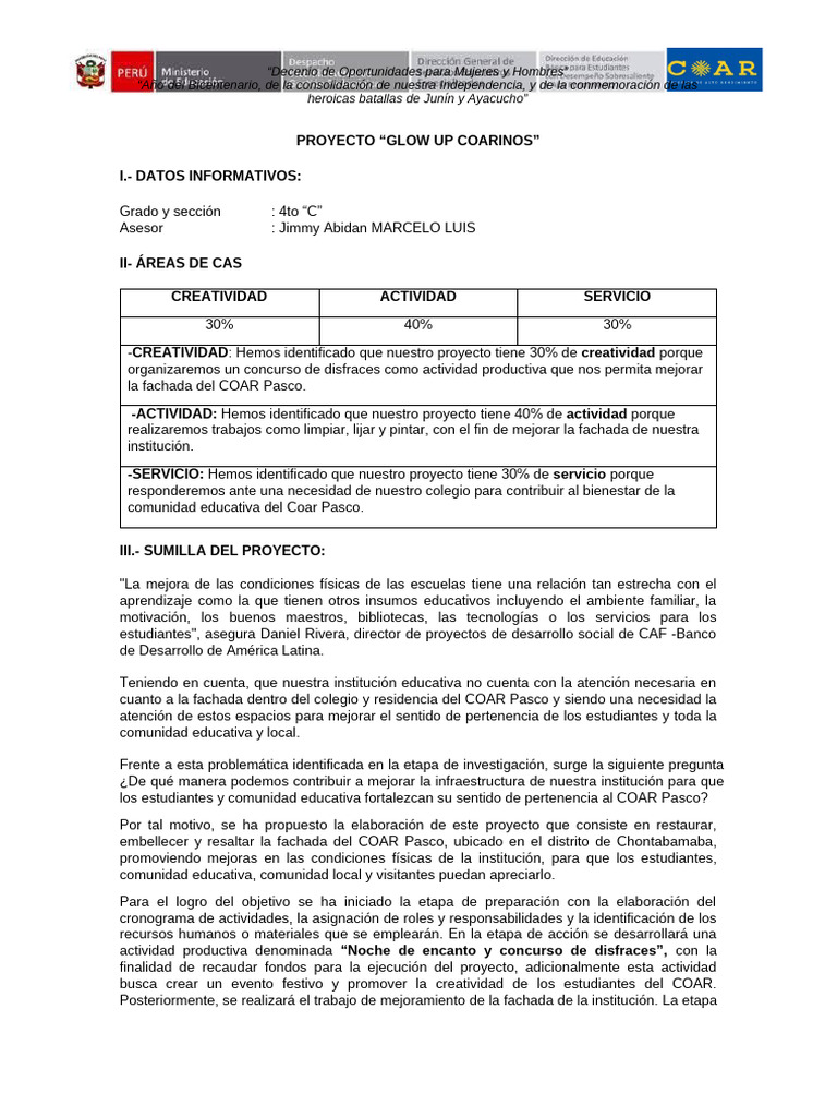 ESQUEMA DE PROYECTO - 4to C Rev 1 | PDF | Aprendizaje | Infraestructura