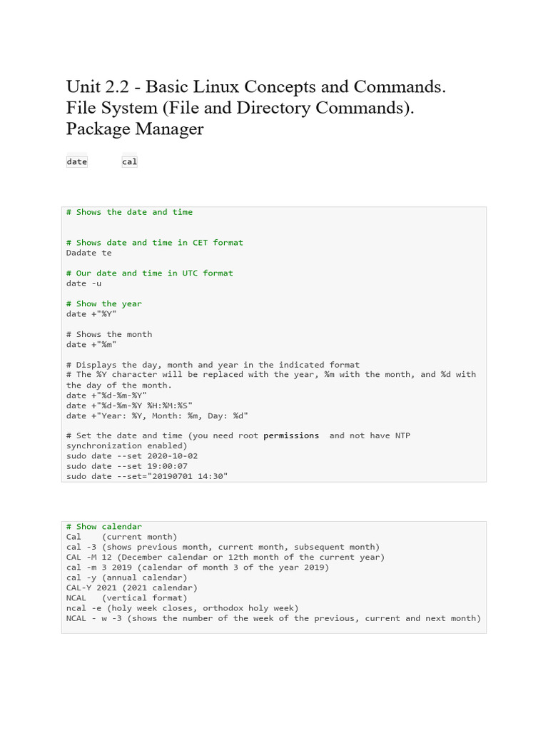 Unit 2 2 Basic Linux Concepts and Commands File System File and | PDF | Computing | Unix