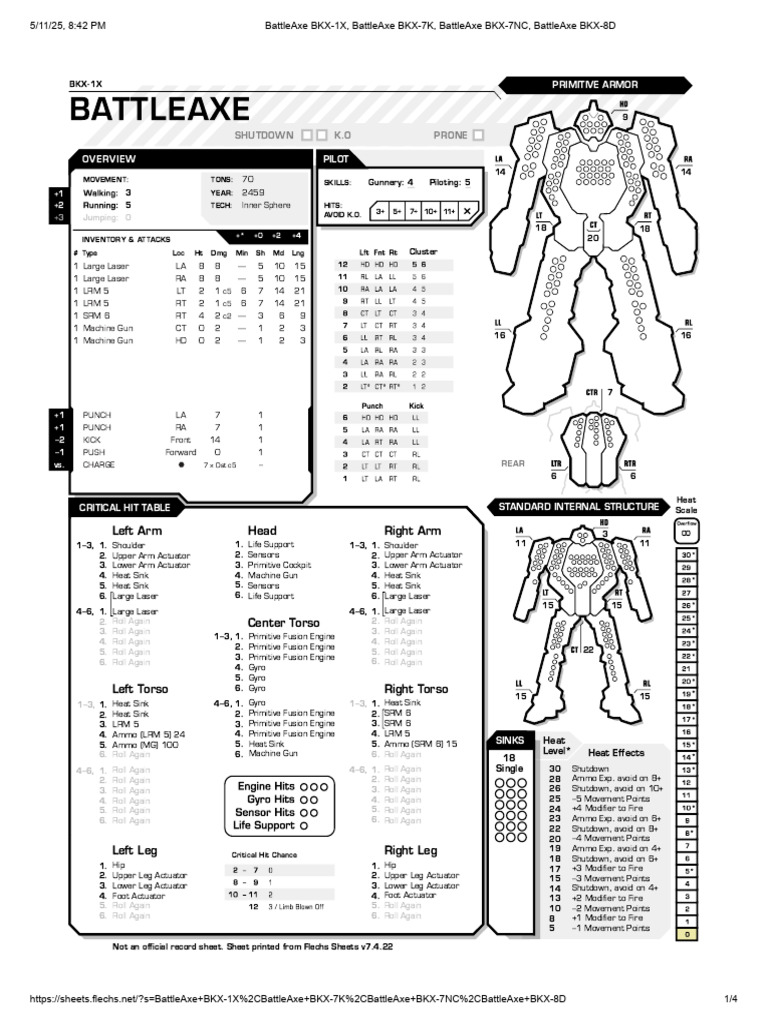 BattleTech Record Sheets (Flechs) : BattleAxe | PDF