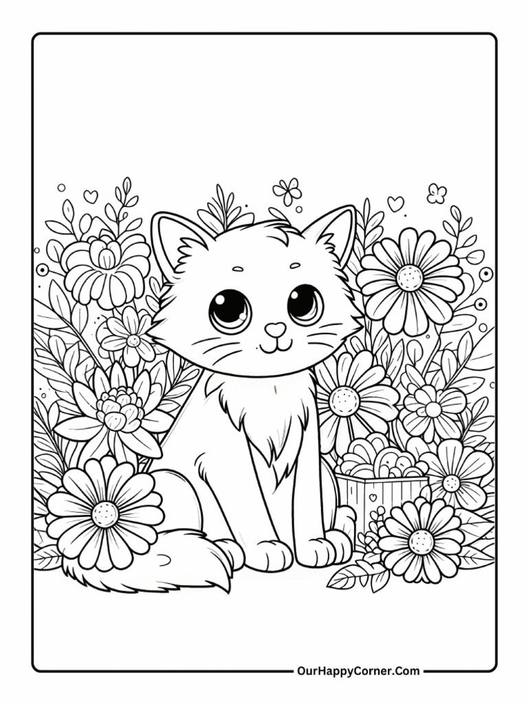 Cat Coloring Page Free Printables 9 | PDF