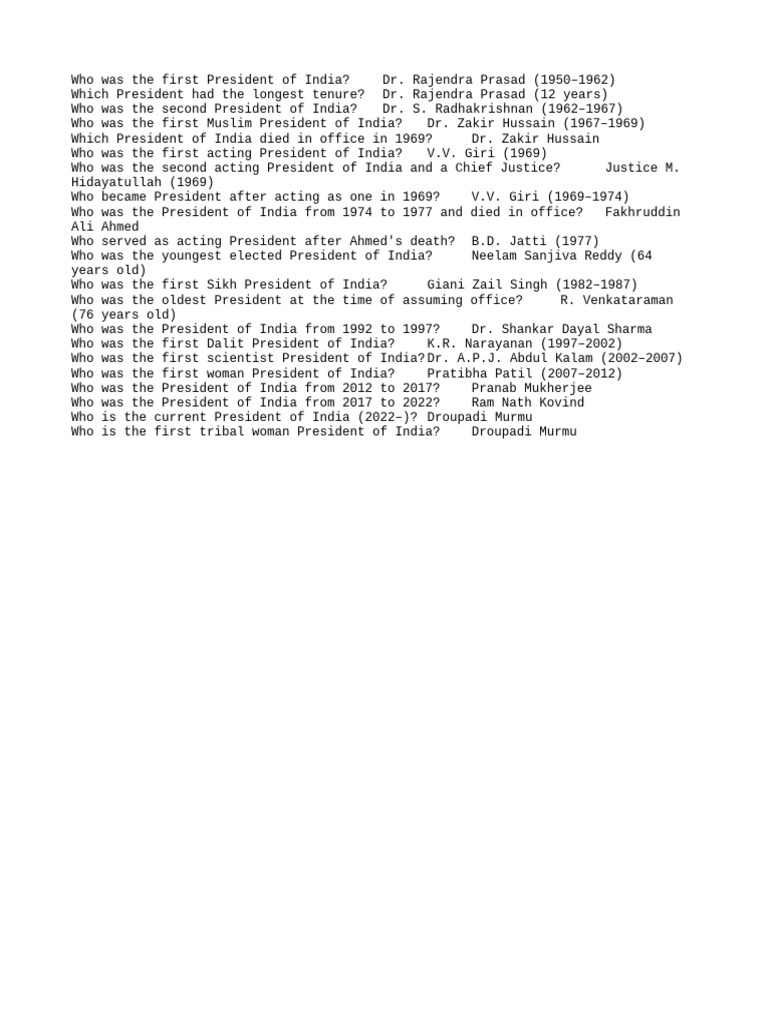 First Presidents of India Overview | PDF