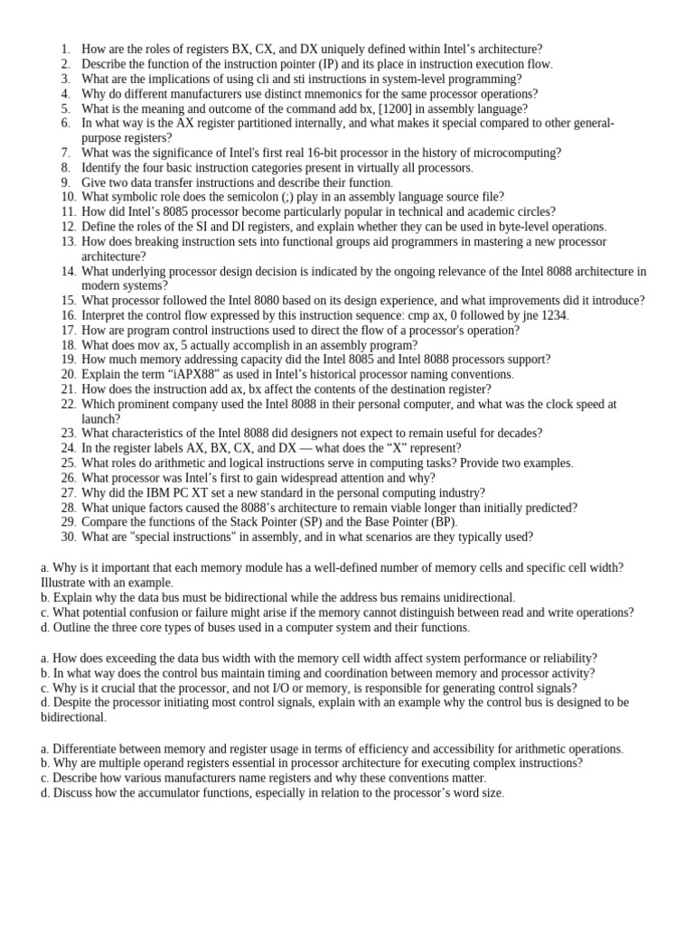 Assembly Language CSC320 Assignment To Be Submitted On The Day of Exam. 2024-25 | PDF | Assembly ...