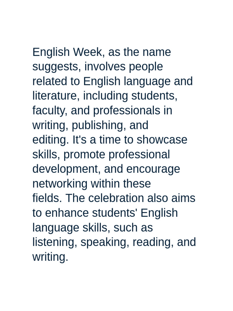 English Week Information | PDF