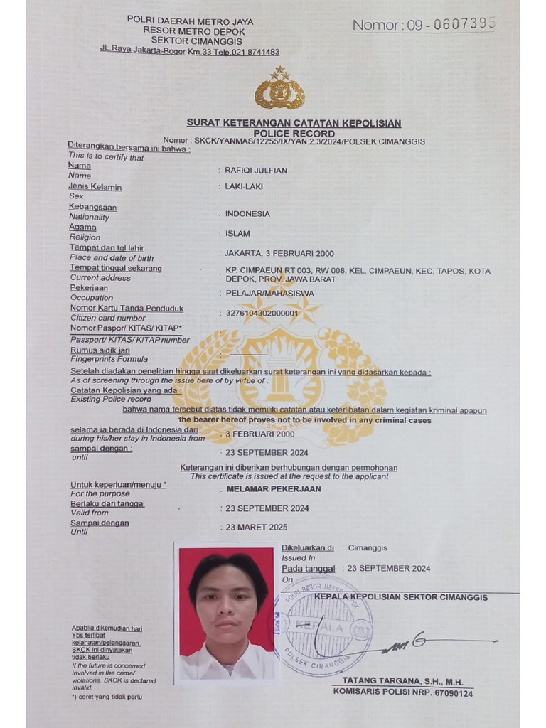 SKCK Rafiqi New | PDF