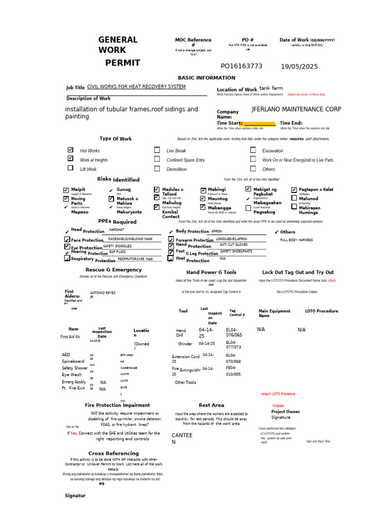 General Permit To Work 2024 - Latest - 2025-05-18T191757.010 | PDF ...