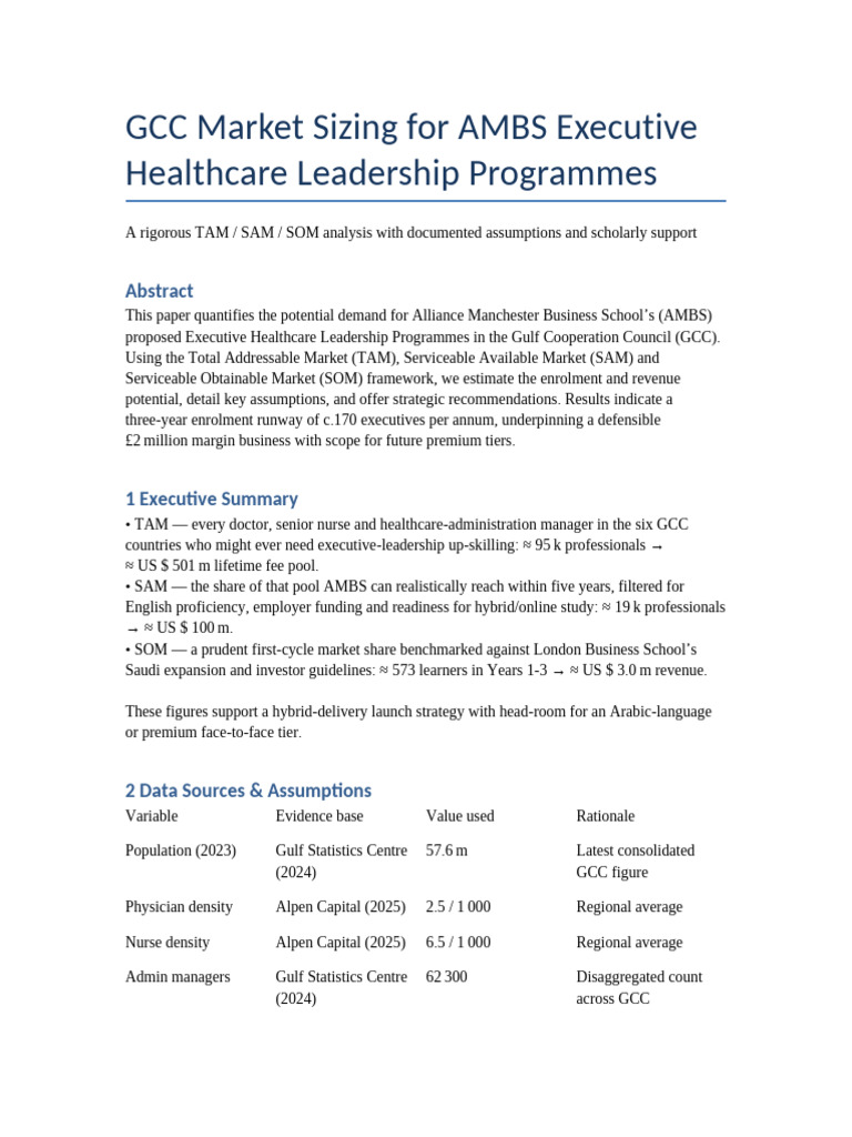 GCC Market Analysis for AMBS Healthcare Programs | PDF | Gulf ...