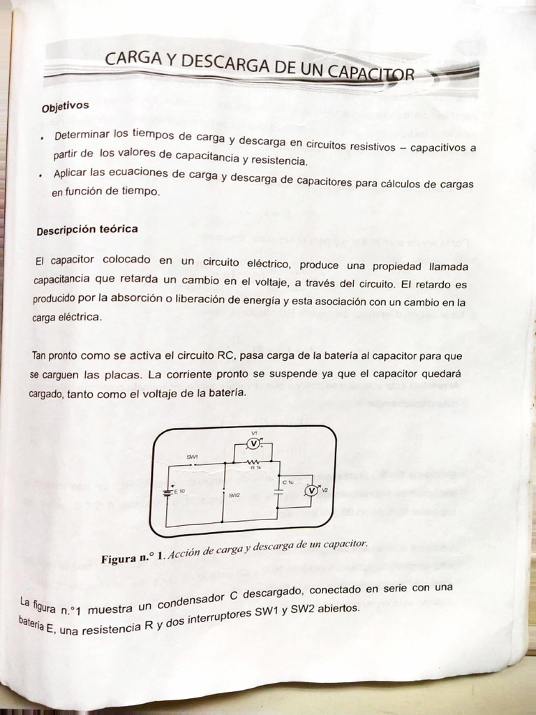 Carga y Descarga de Un Capacitor | PDF | Red eléctrica | Condensador