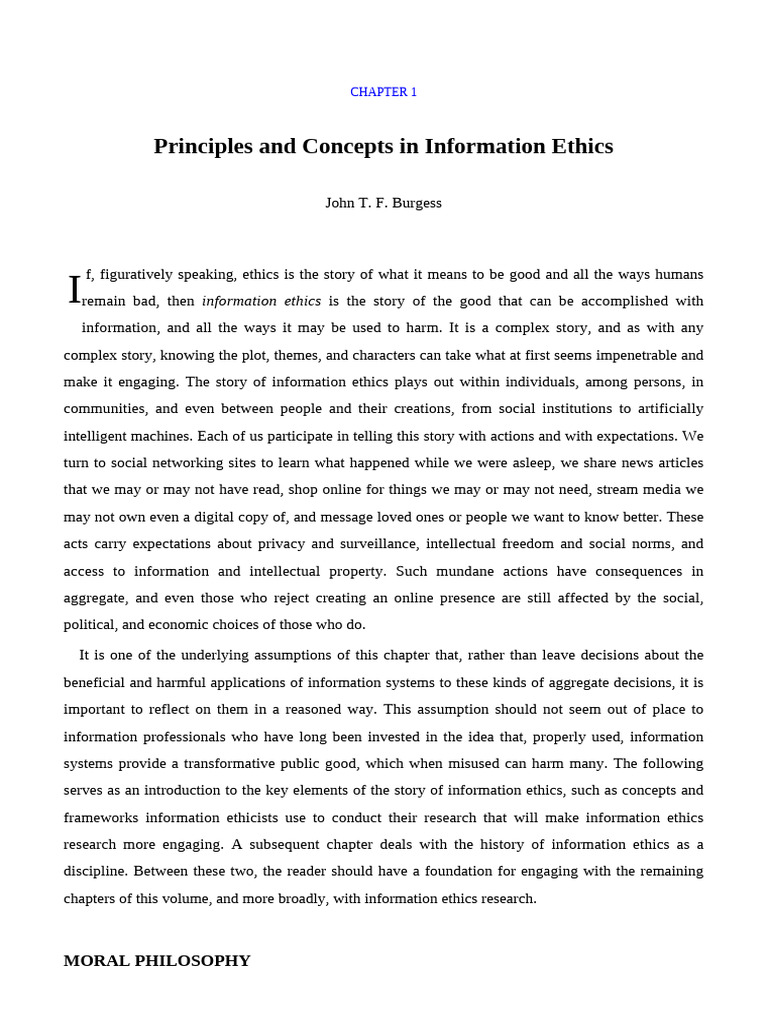 Foundations of Information Ethics ---- (1. Principles and Concepts in ...