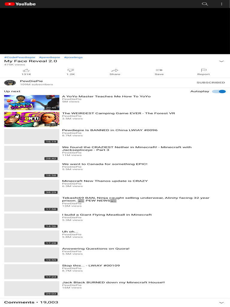 My Face Reveal 2.0 - YouTube | PDF | Pew Die Pie | Minecraft