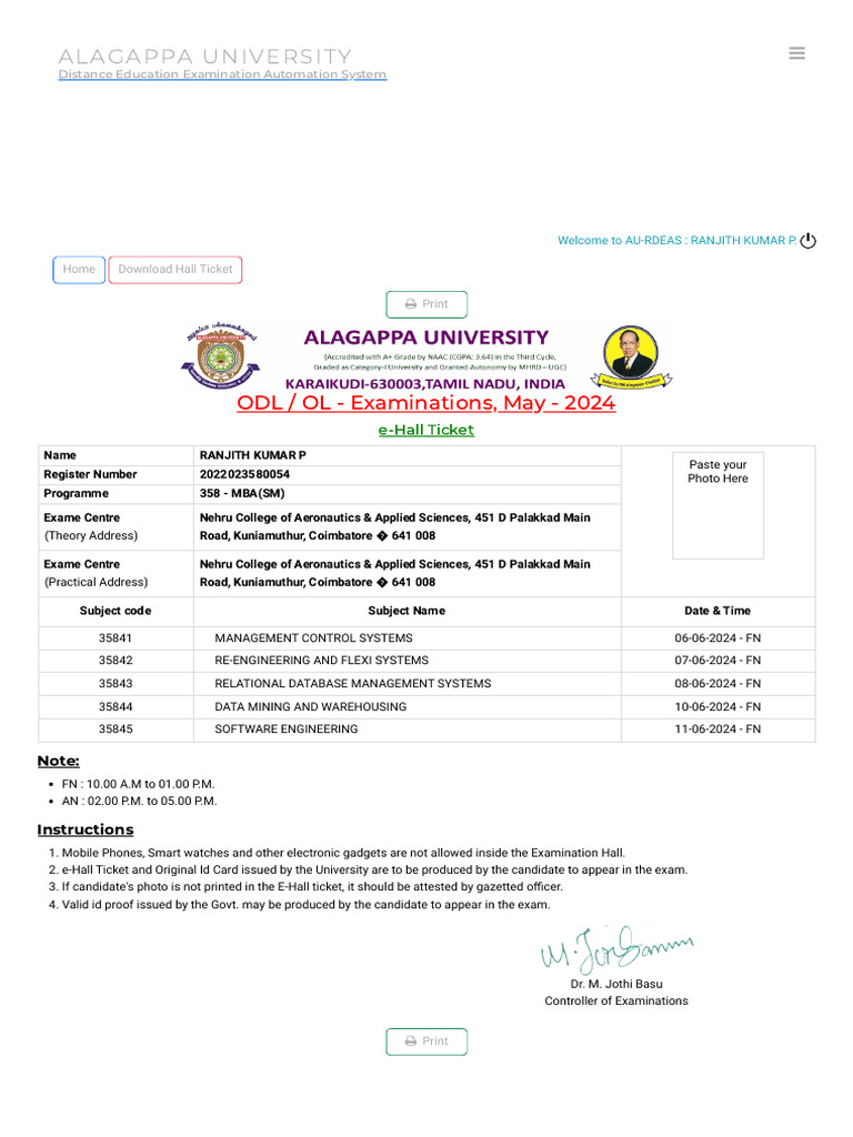 Alagappa University - Distance Examination Automation System | PDF ...