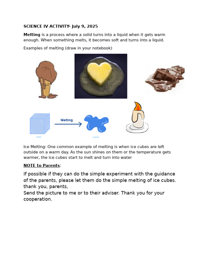 Melting Activity | PDF