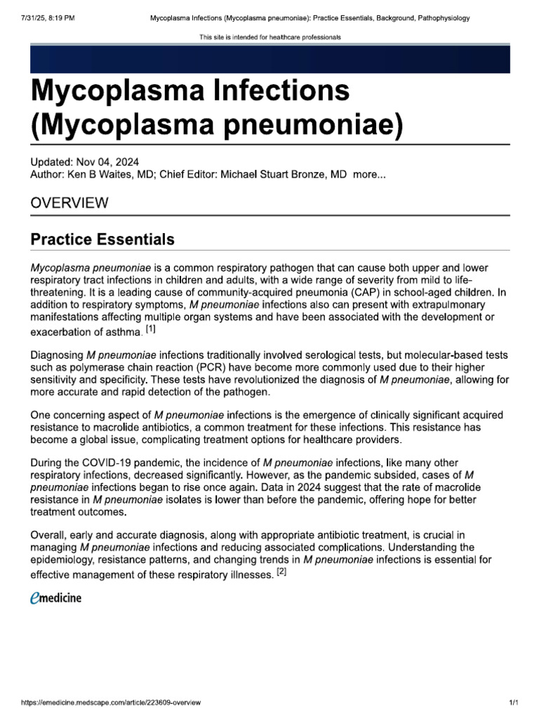Mycoplasma Pneumonia 6 | PDF