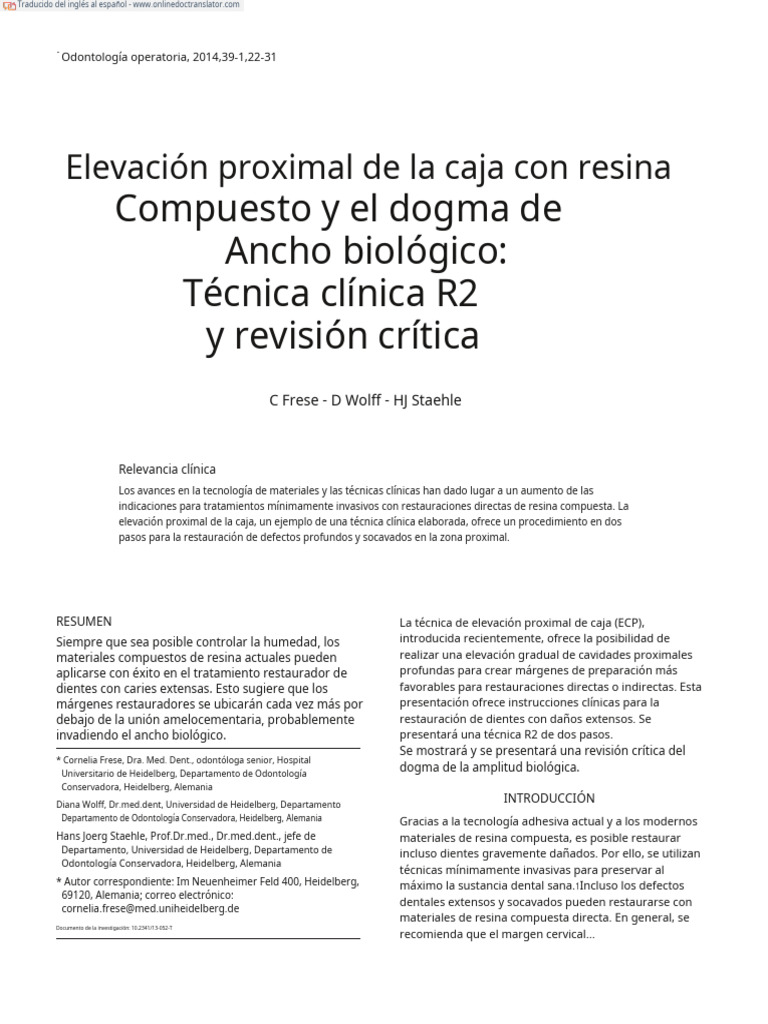 Proximal Box Elevation With Resin Composite and The Dogma of Biological ...