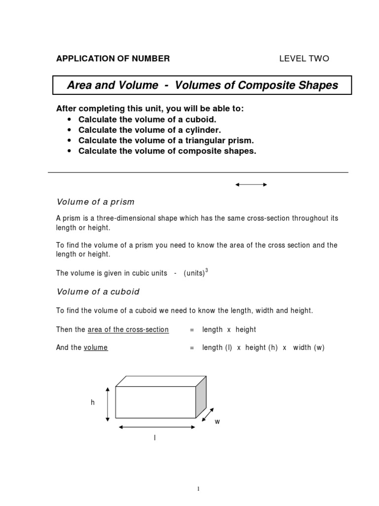 Volume of Composite Shapes Worksheet | PDF | Volume | Triangle