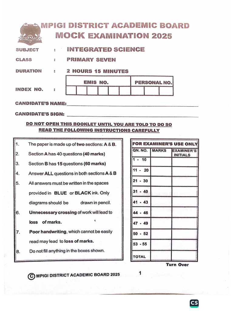 Sci Mpigi Mock | PDF