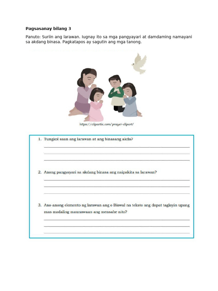 Pagsasanay Bilang 3 (Aralin 1) | PDF