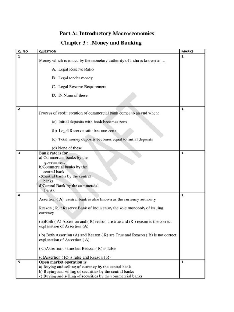 WORKSHEET CH 3 Macro Money and Banking | PDF