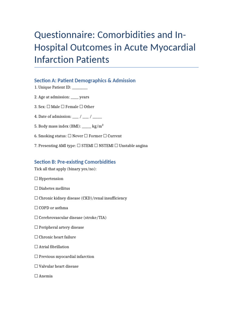 AMI Questionnaire | PDF