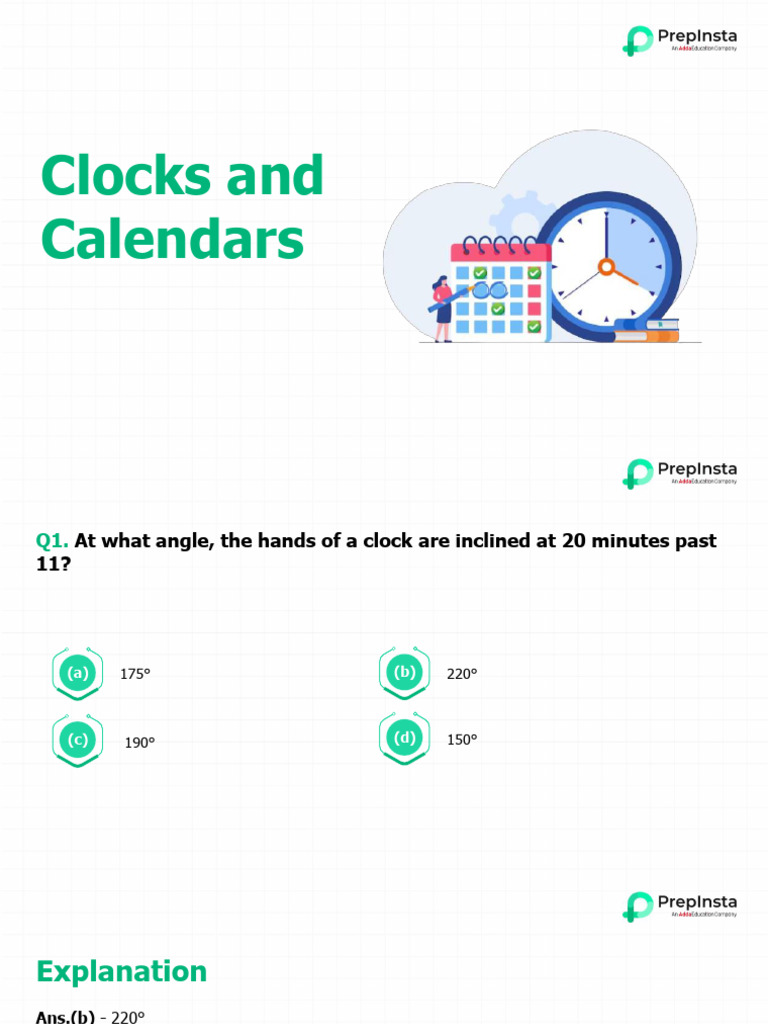Clock and Calendar Angle Calculations | PDF