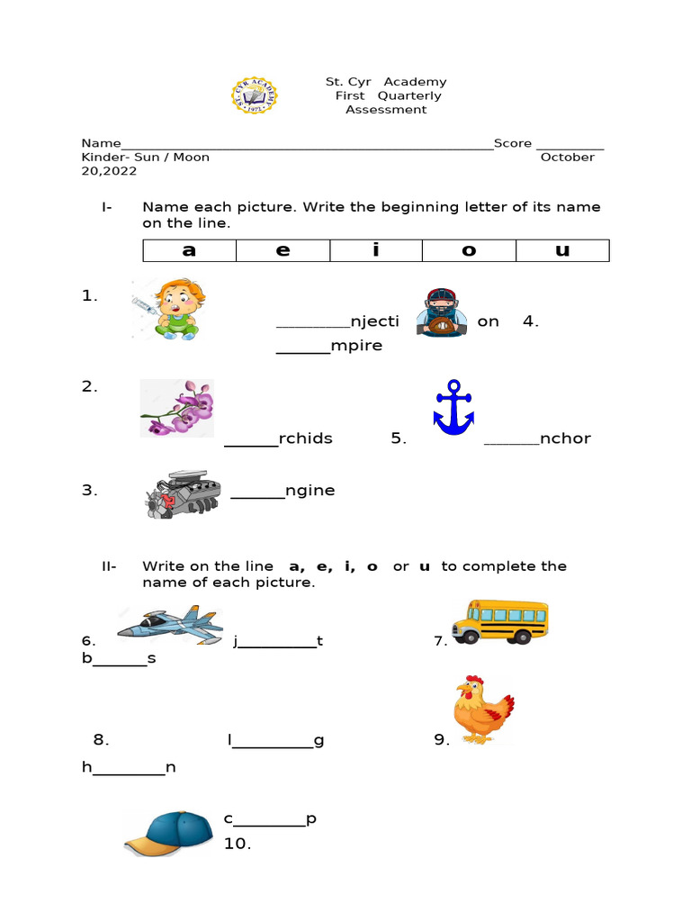 First Quarter Reading Assessment | PDF