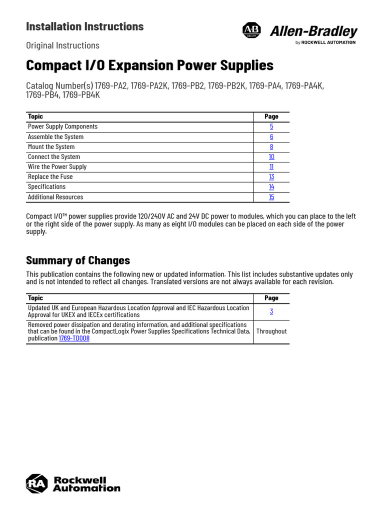 Compact I/O Expansion Power Supplies: Installation Instructions | PDF ...