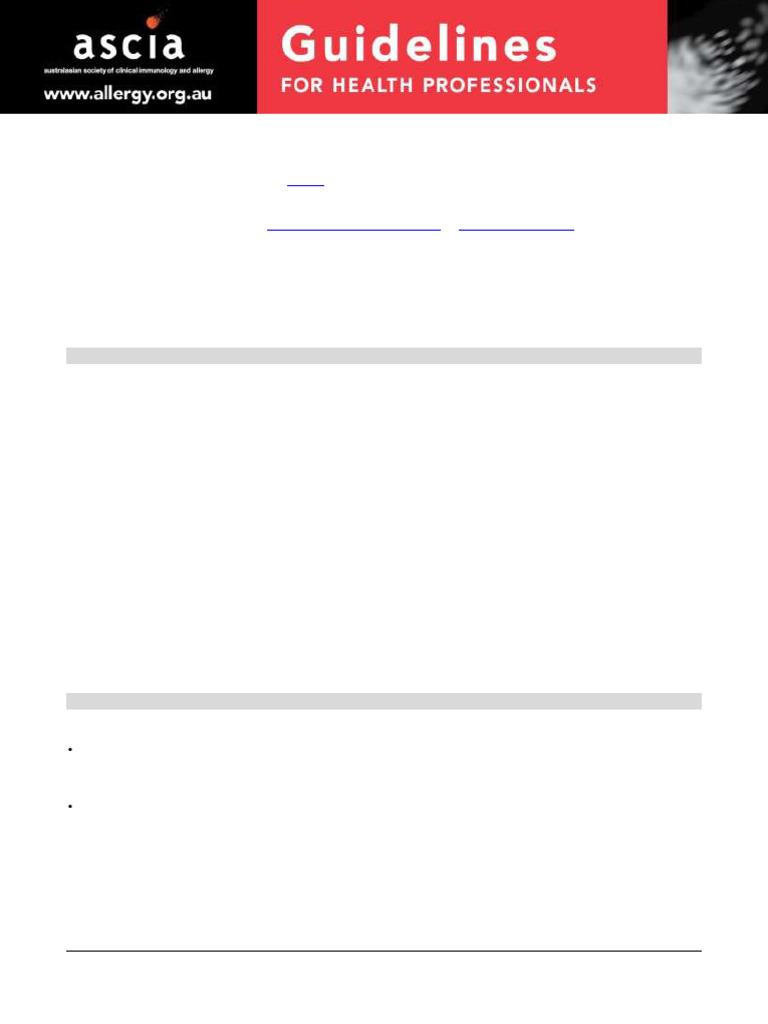ASCIA HP Guidelines Acute Management Anaphylaxis 2024 | PDF | Allergy ...