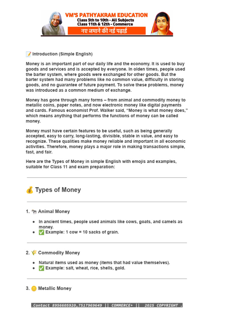 Types of Money Explained | PDF | Money | Payments