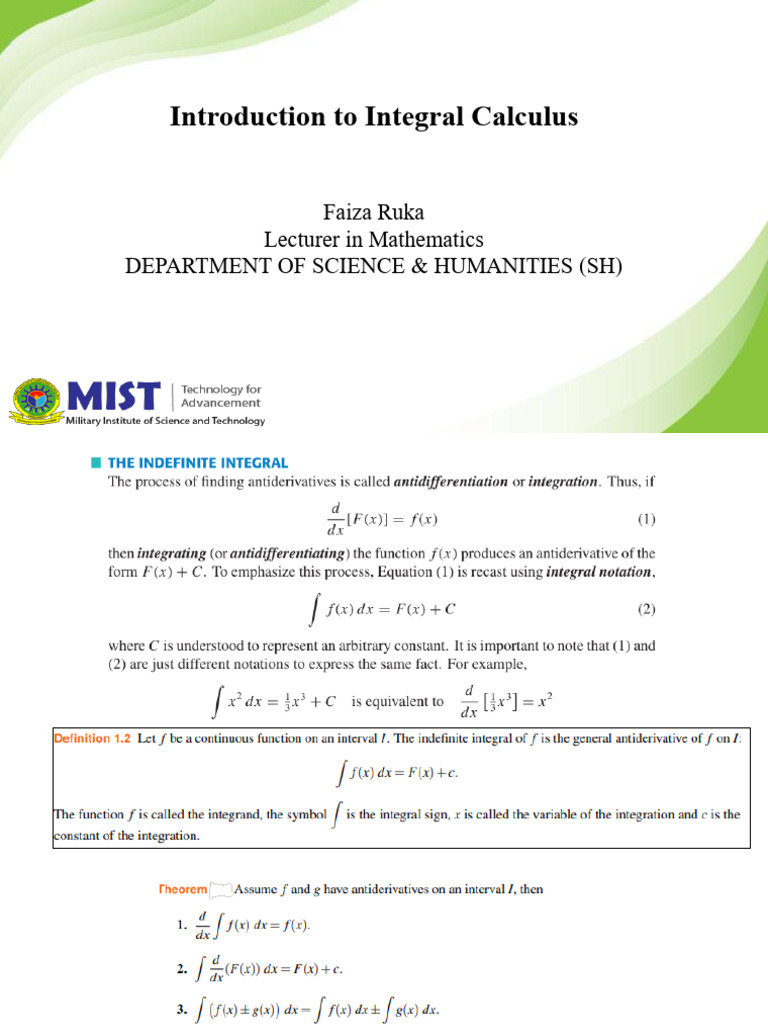 Introduction To Integral Calculus | PDF