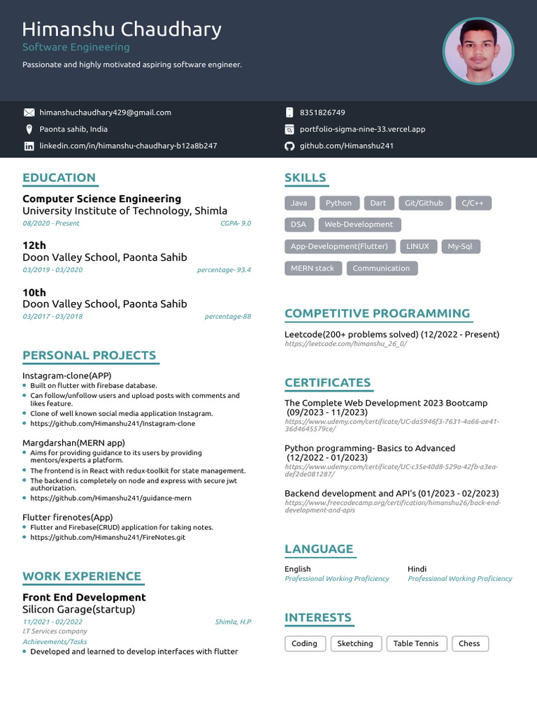 Himanshu's Resume (2) - Himanshu Chaudhary | PDF | Information Technology | Computer Engineering