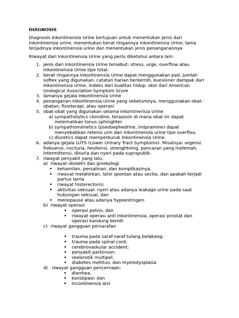 Diagnosis Inkontinensia Urine dan Penanganannya | PDF