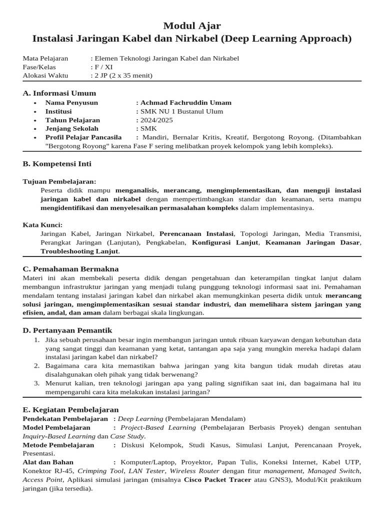 Modul Ajar Pertemuan 1 | PDF