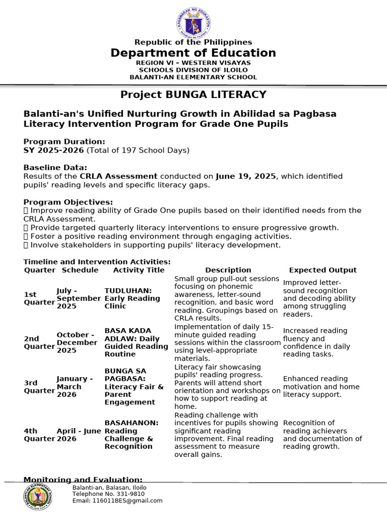 Literacy Project Proposal | PDF | Literacy | Reading (Process)