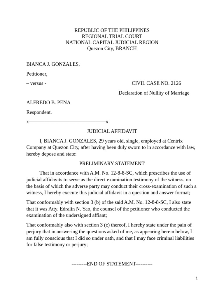 Judicial Affidavit Sample Philippines | PDF | Affidavit | Legal Procedure