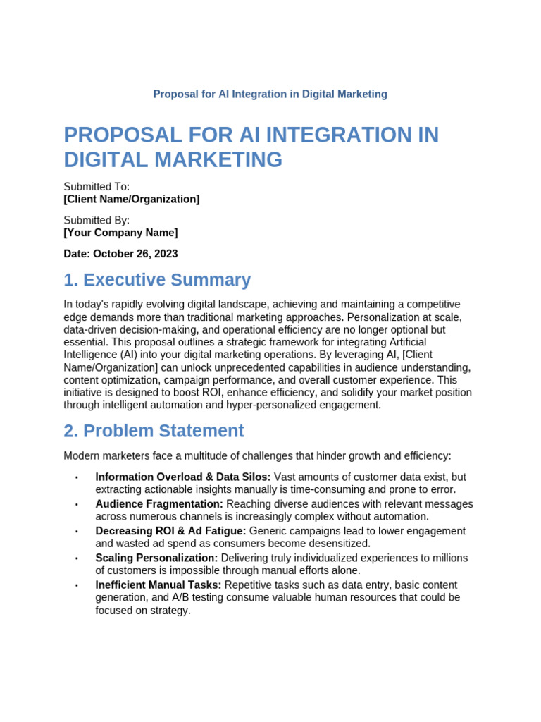 Ai in Digital Marketing Proposal | PDF | Artificial Intelligence ...