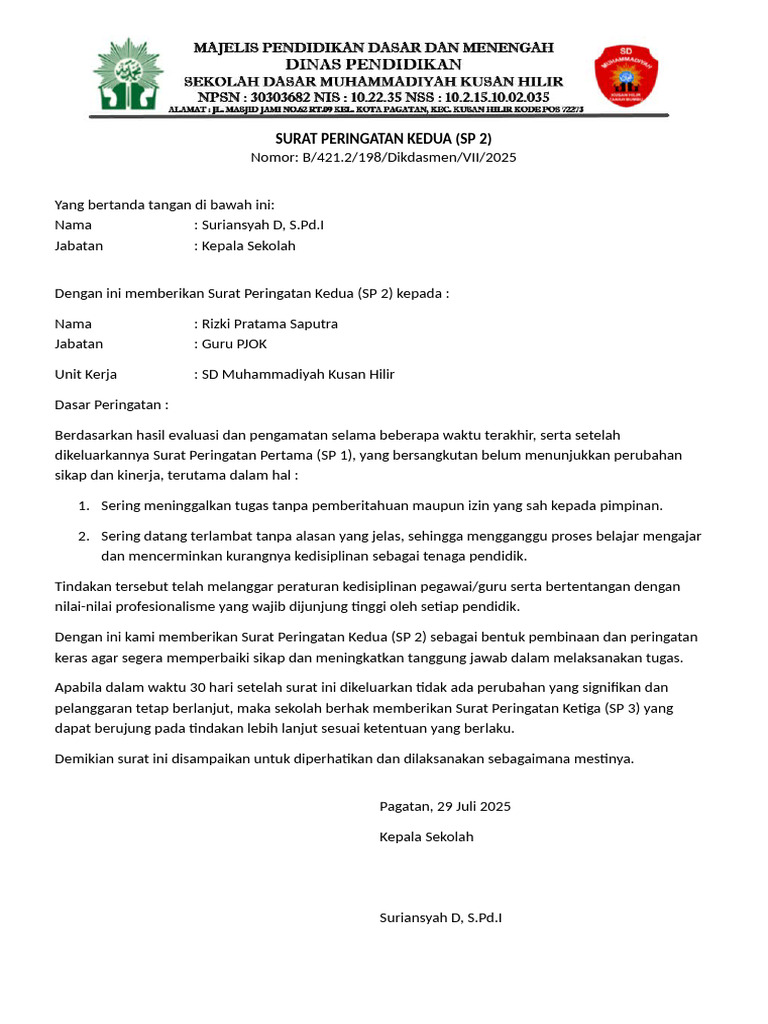 Surat Peringatan Kedua | PDF